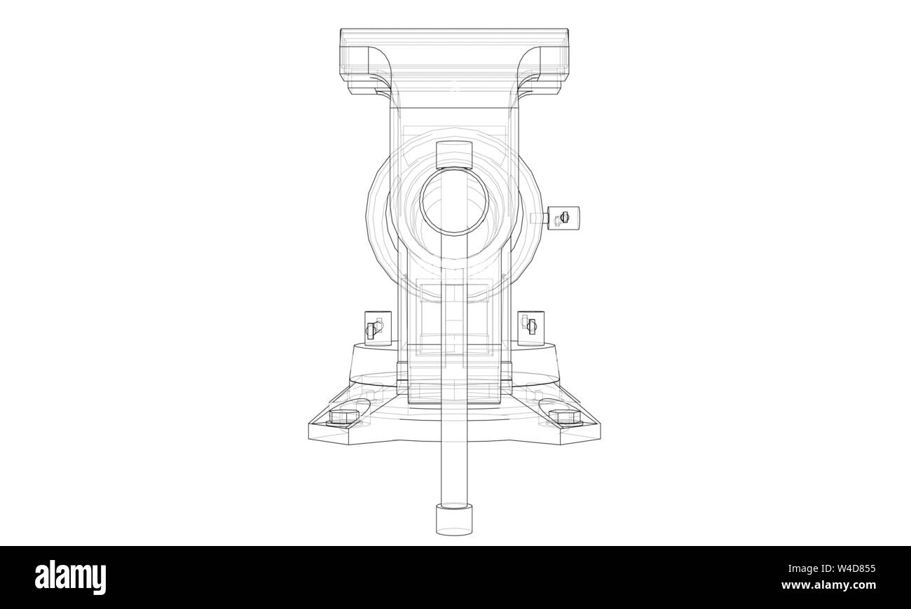 Outline vise vector. Wire-frame style. The layers of visible and ...