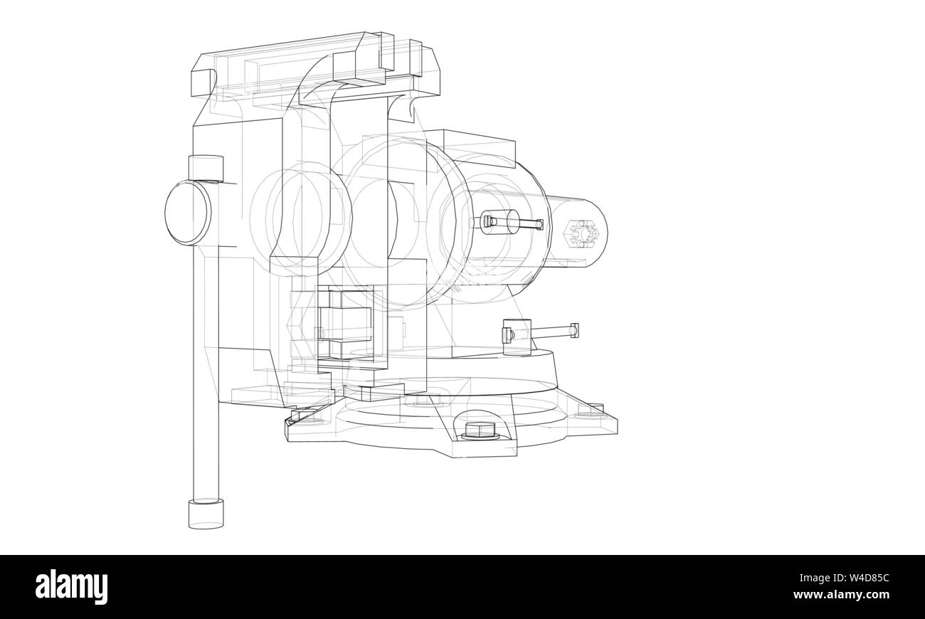 Outline vise vector. Wire-frame style. The layers of visible and ...