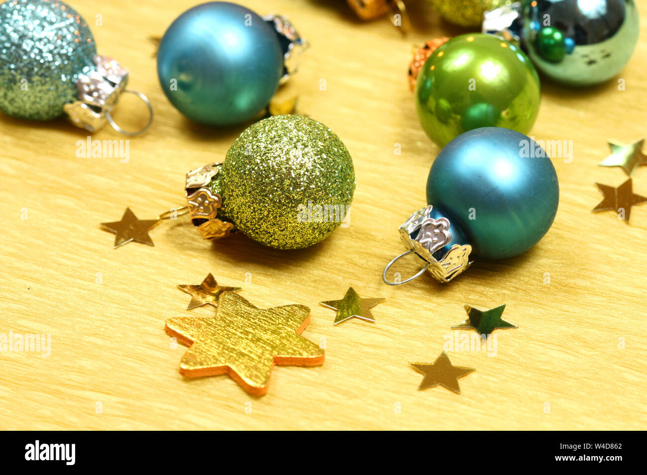 Christmas baubles and stars decoration Stock Photo - Alamy