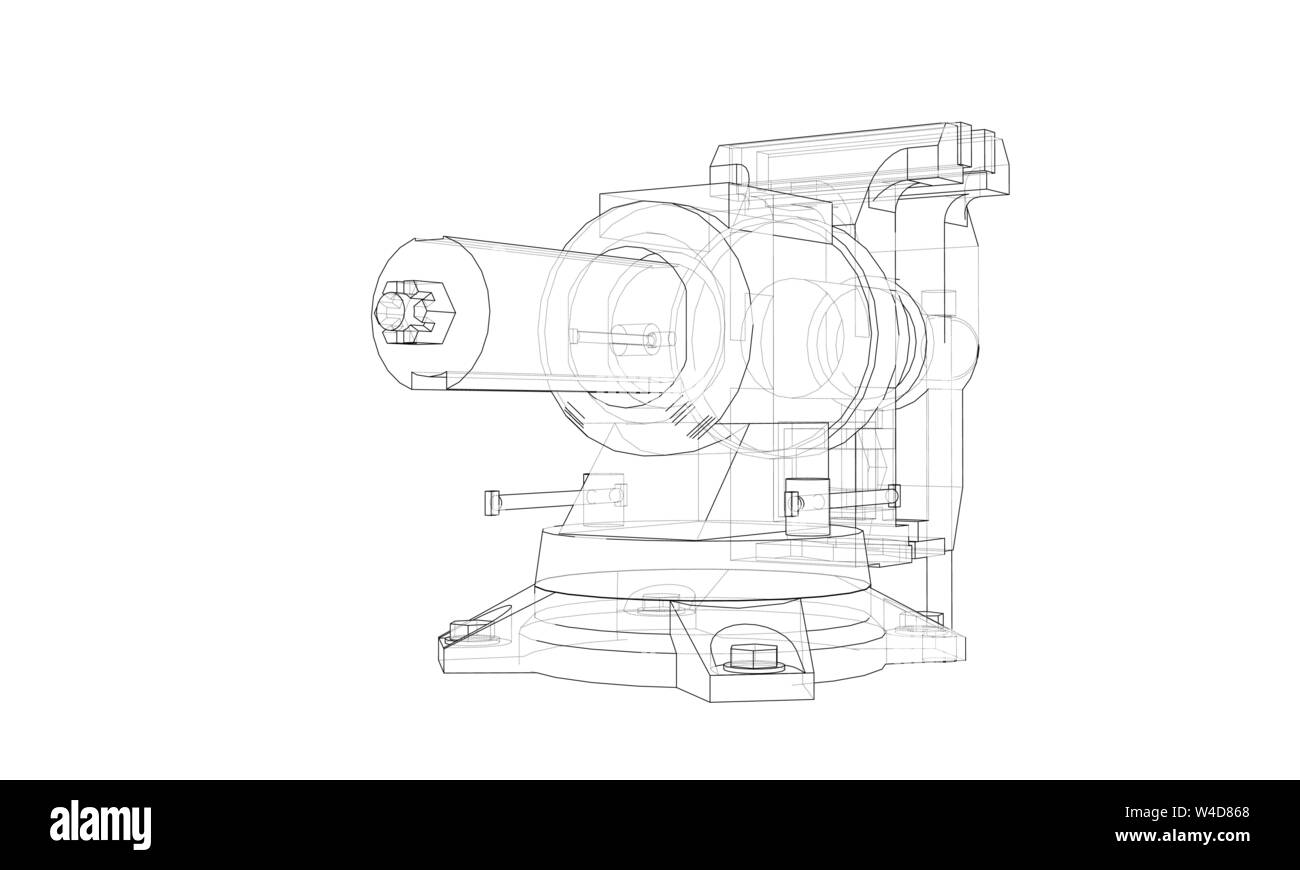 Outline vise vector. Wire-frame style. The layers of visible and ...
