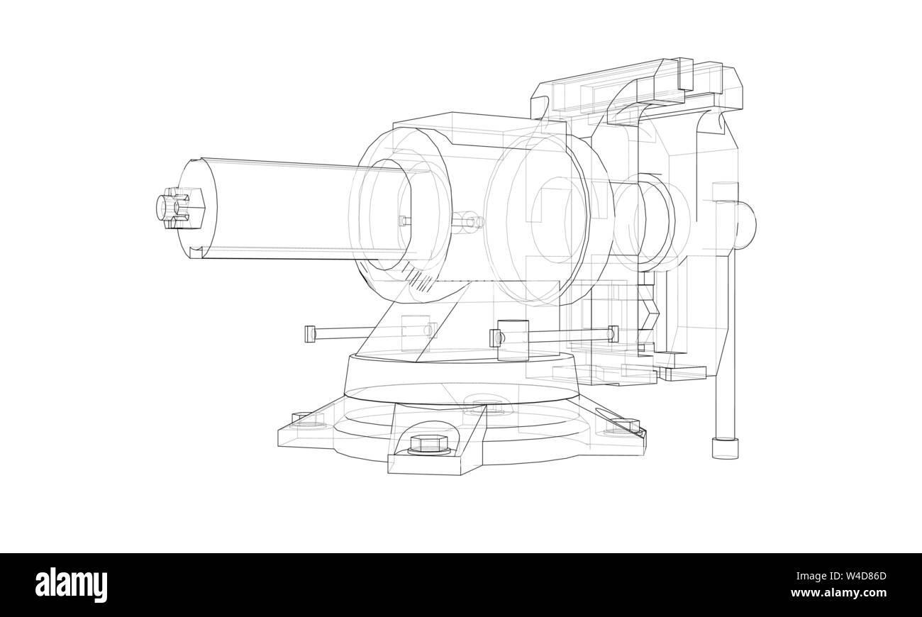 Outline vise vector. Wire-frame style. The layers of visible and ...