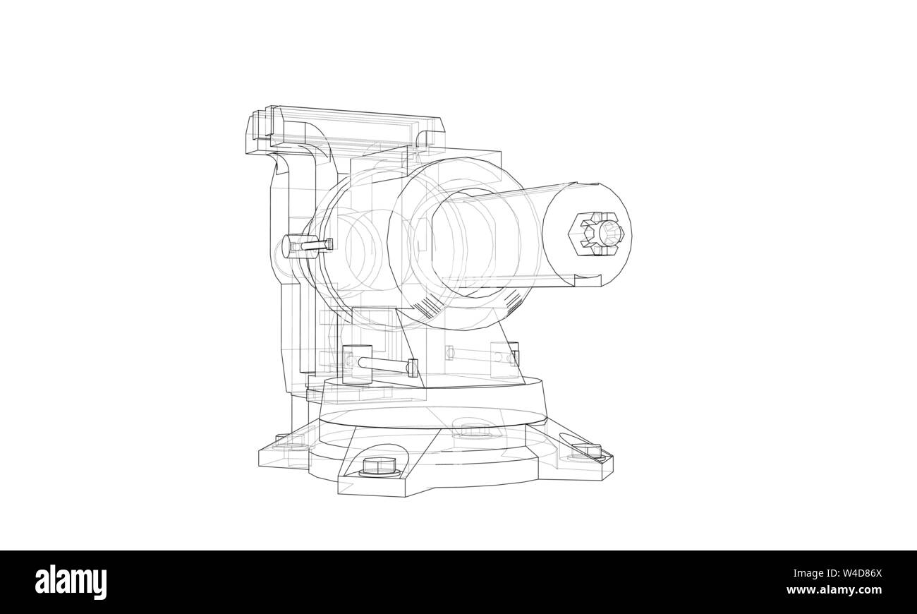 Outline vise vector. Wire-frame style. The layers of visible and ...