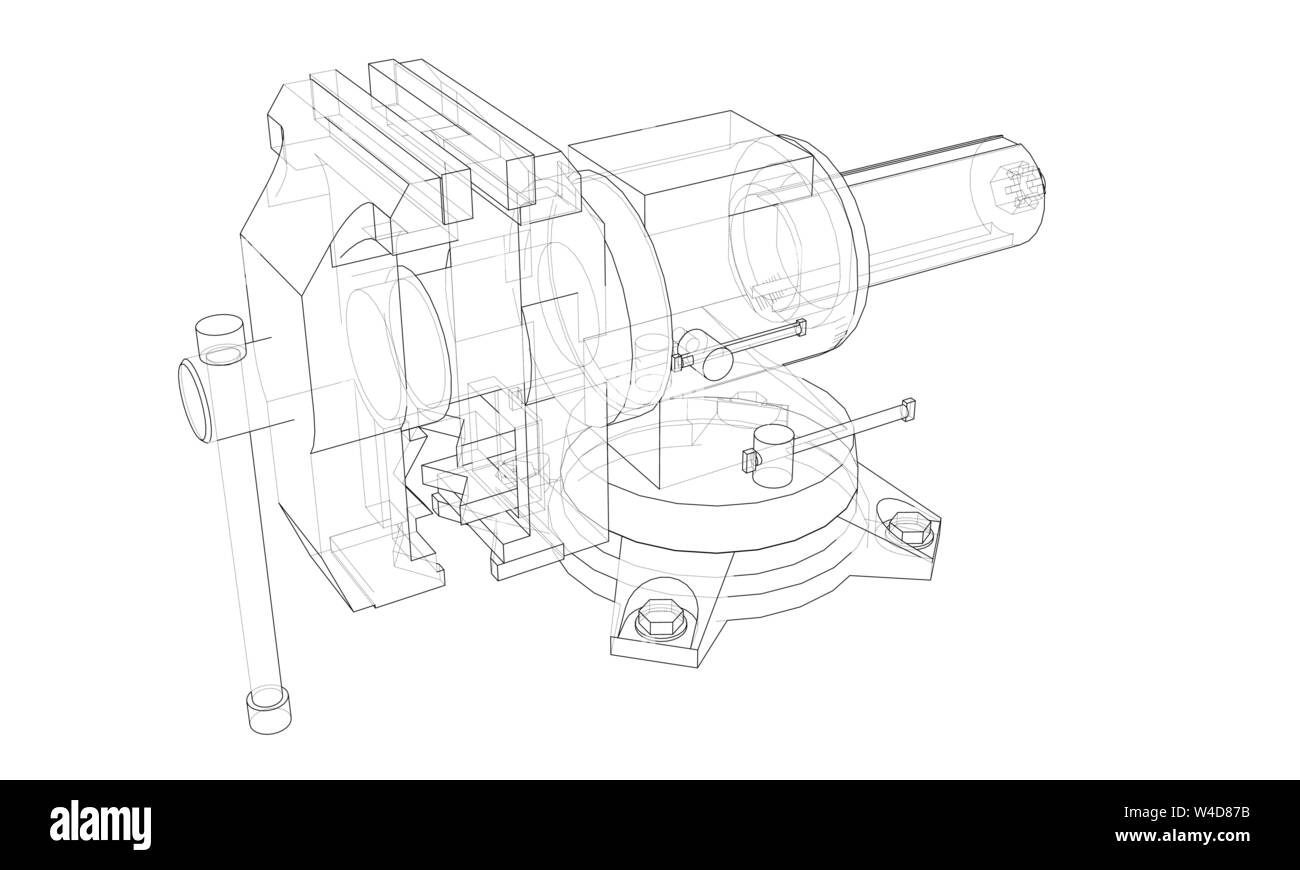 Outline vise vector. Wire-frame style. The layers of visible and ...