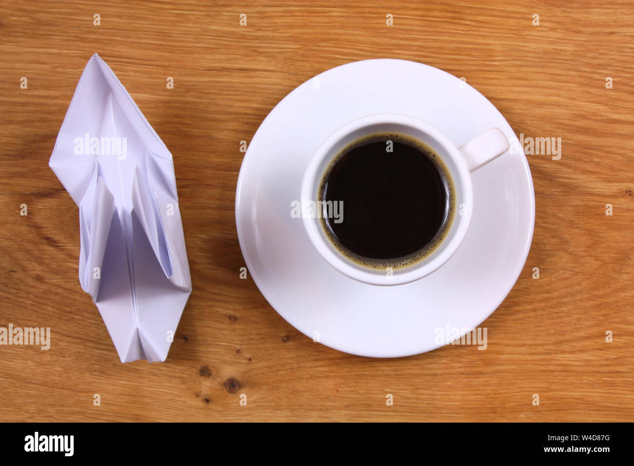Coffee cup of espresso and origami paper dove. Inspiration Stock Photo ...