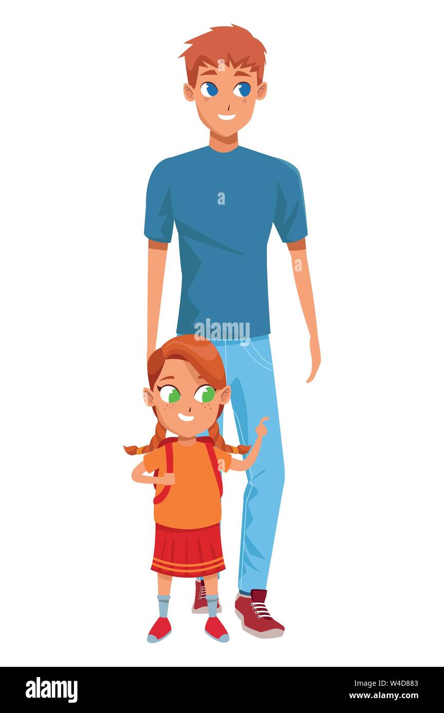 Family single father with children Stock Vector Image & Art - Alamy