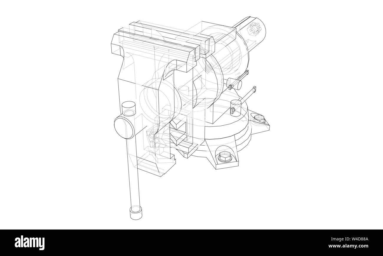 Outline vise vector. Wire-frame style. The layers of visible and ...