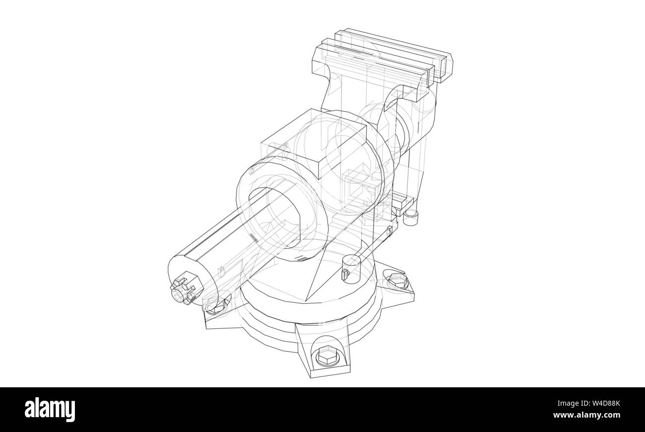 Outline vise vector. Wire-frame style. The layers of visible and ...