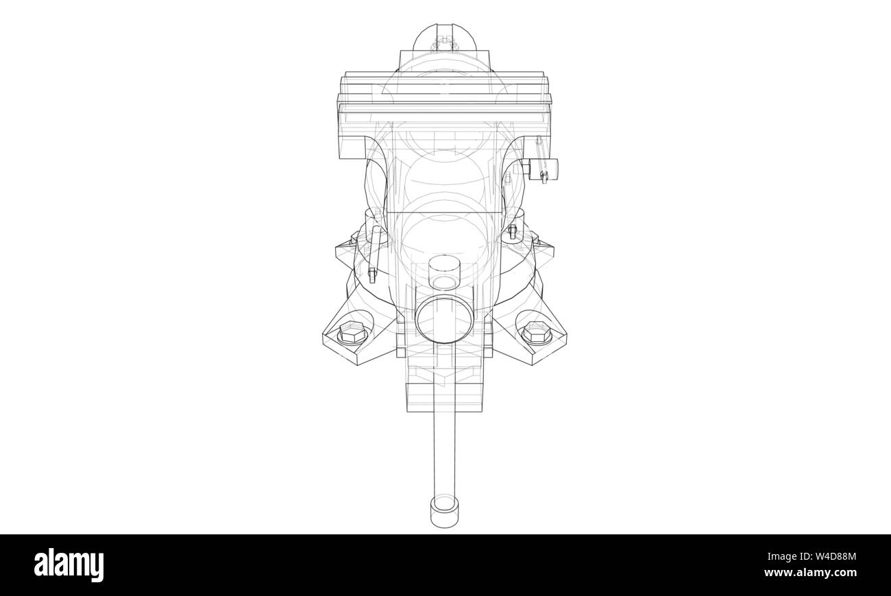 Outline vise vector. Wire-frame style. The layers of visible and ...