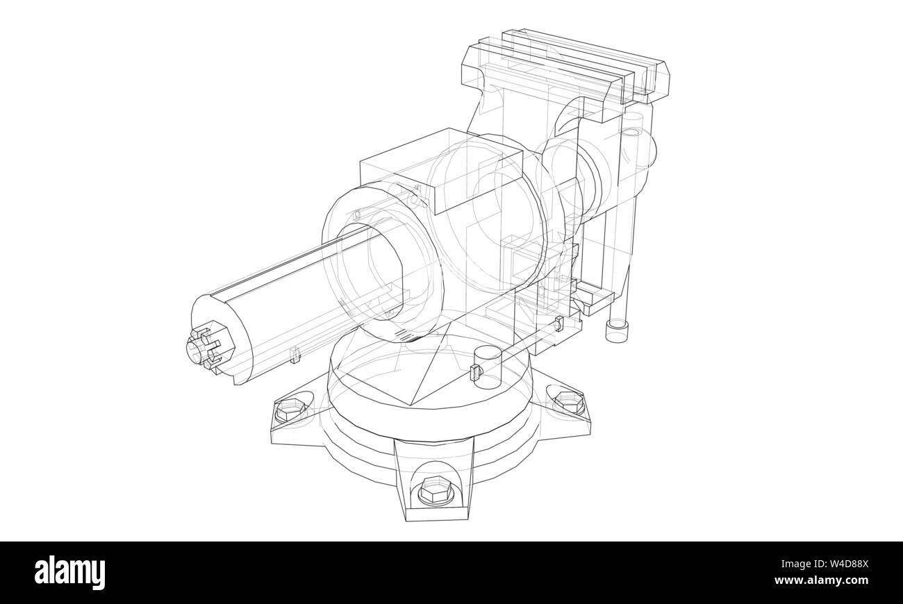 Outline vise vector. Wire-frame style. The layers of visible and ...