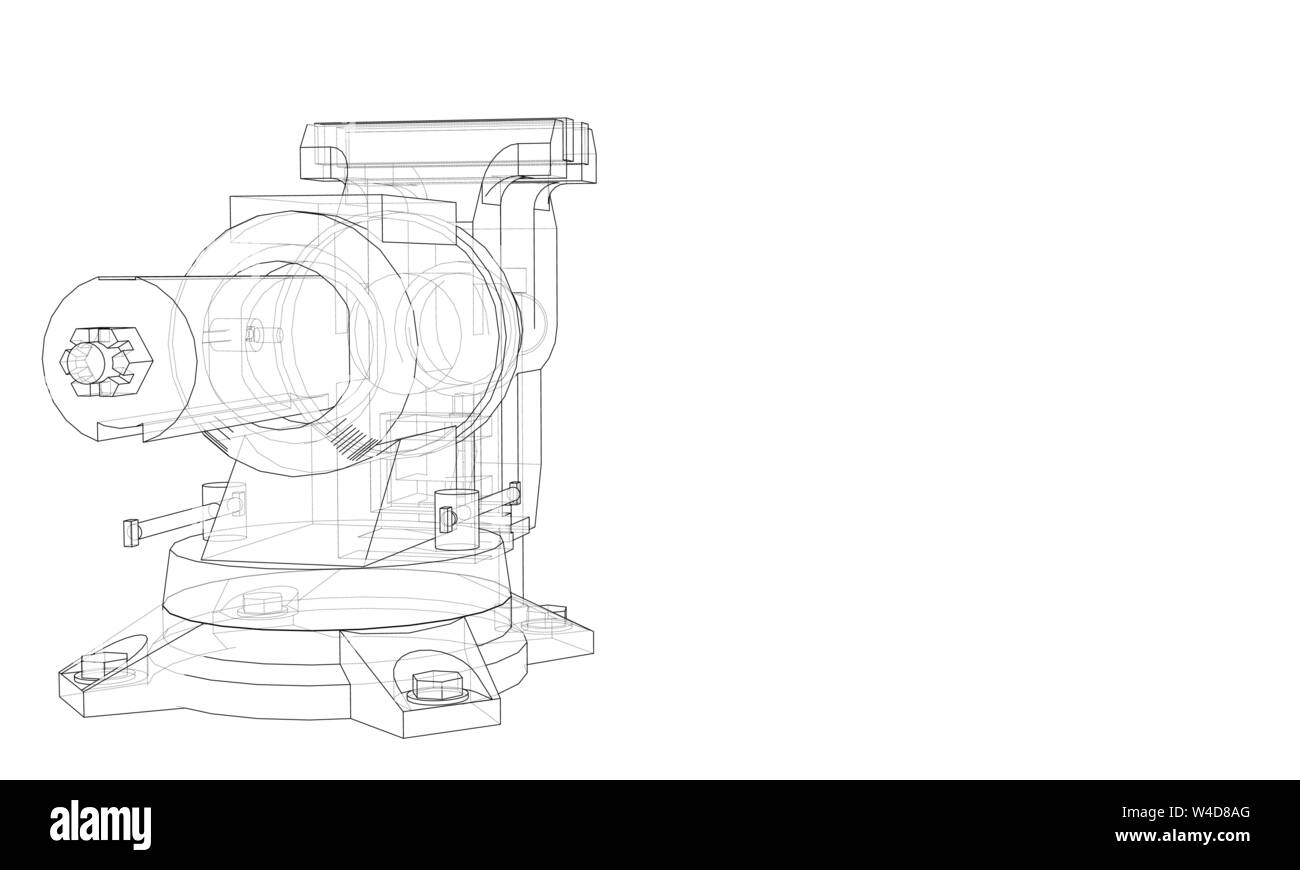 Outline vise vector. Wire-frame style. The layers of visible and ...