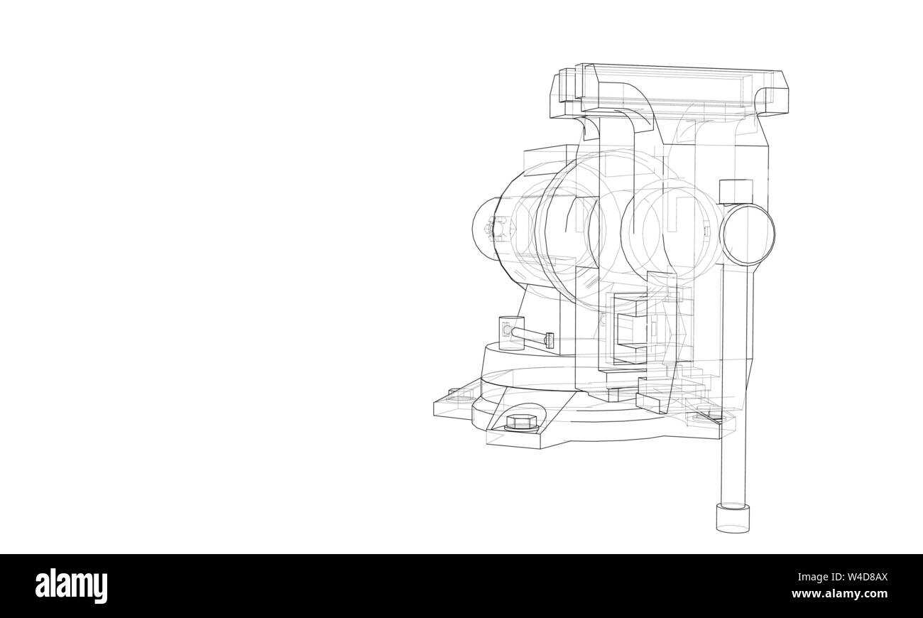 Outline vise vector. Wire-frame style. The layers of visible and ...