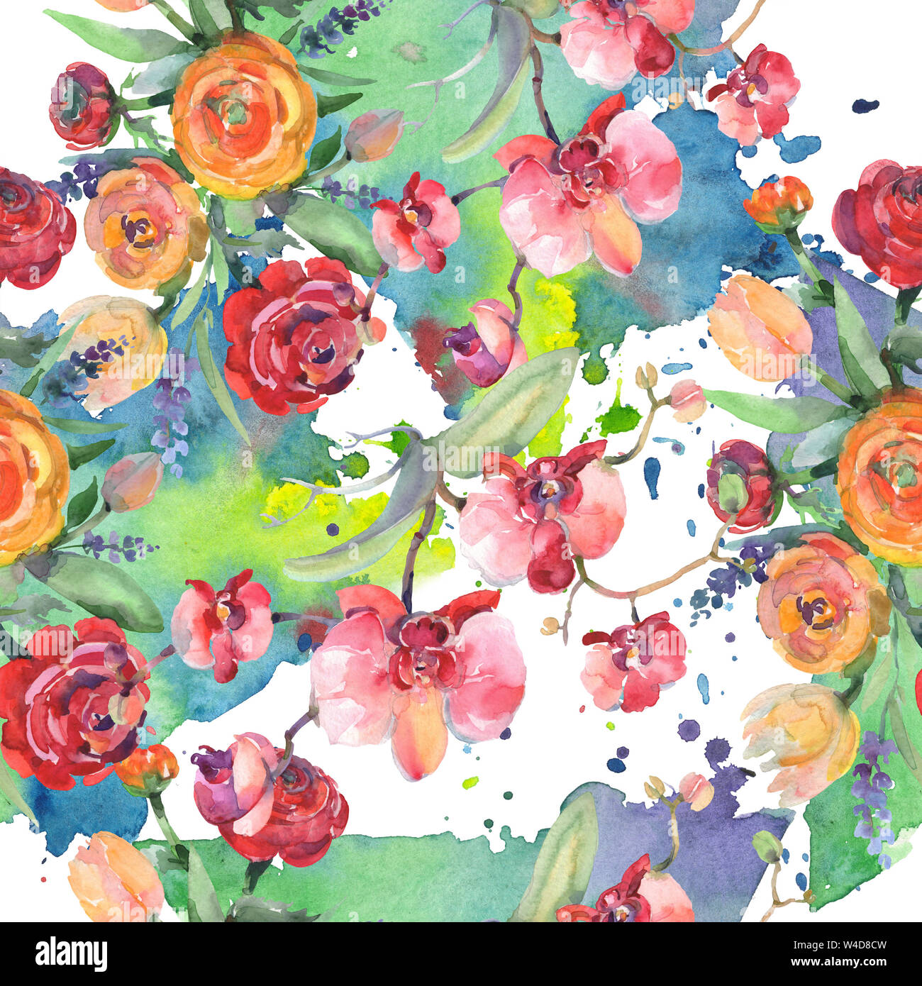 Bouquet floral botanical flowers. Watercolor background illustration ...