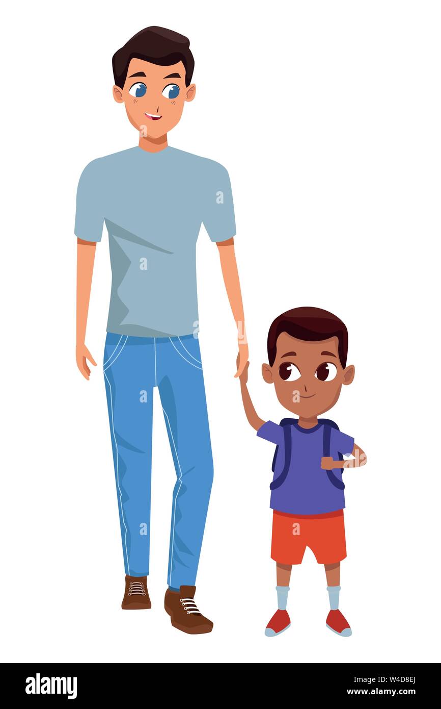 Family single father with children Stock Vector Image & Art - Alamy