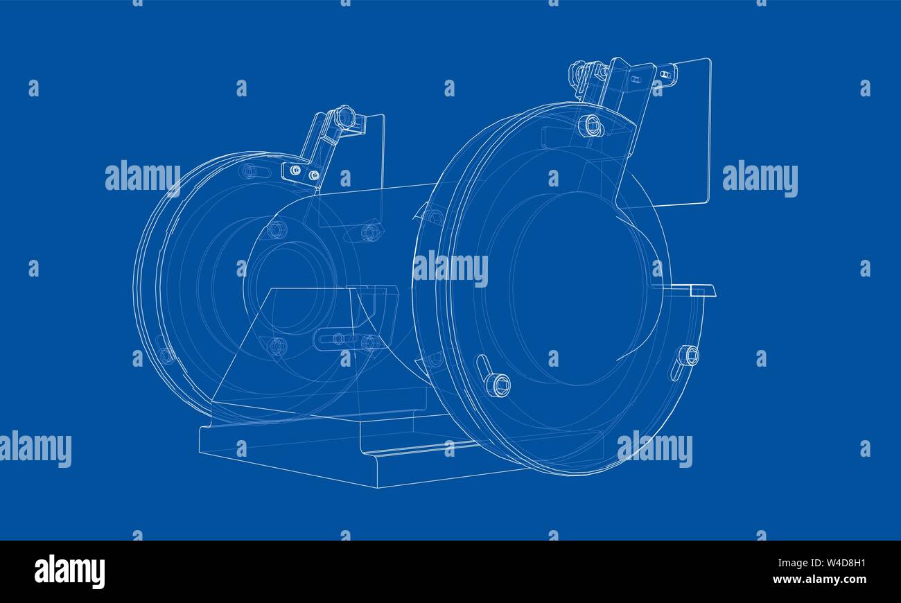 Outline electric grindstone vector. Wire-frame style. The layers of ...