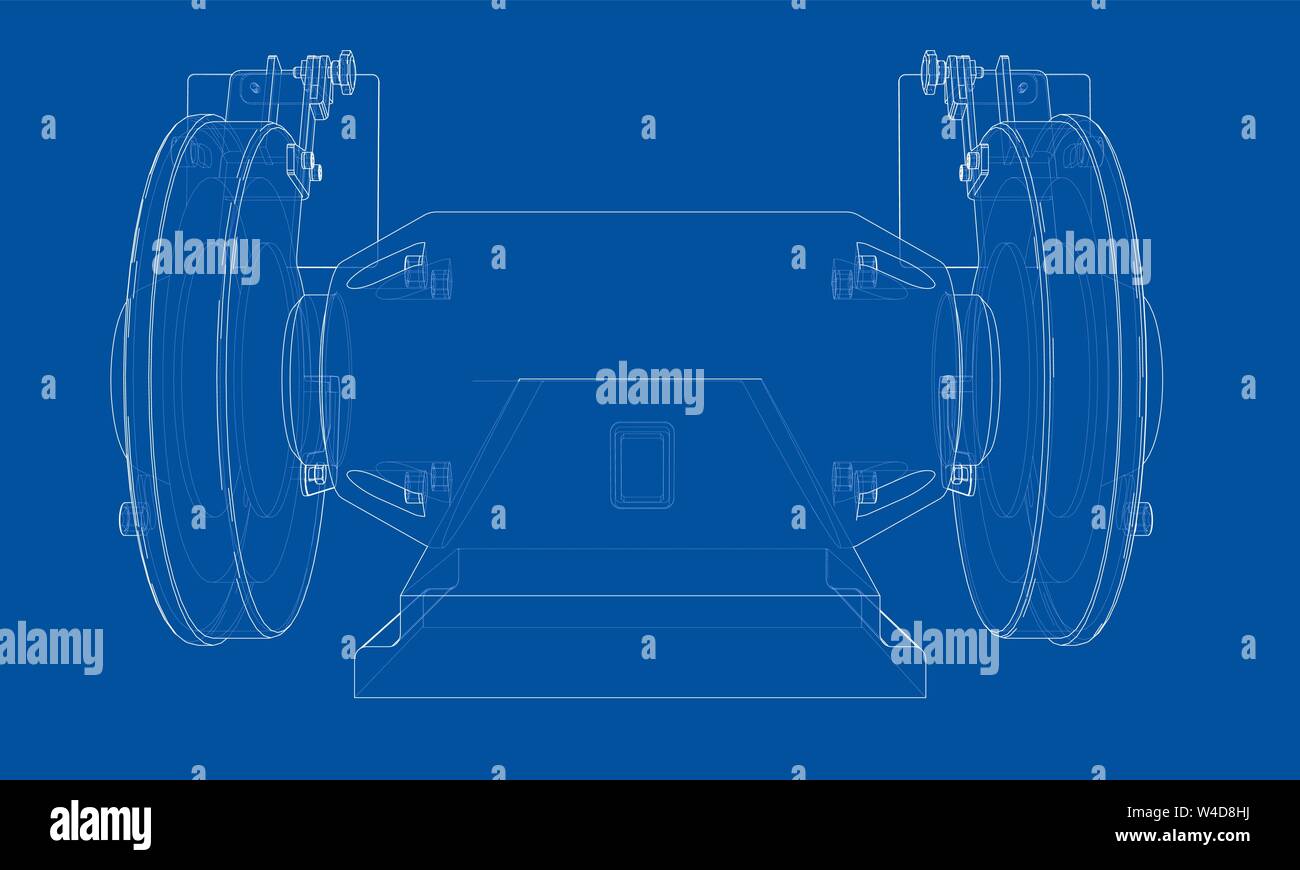 Outline electric grindstone vector. Wire-frame style. The layers of ...