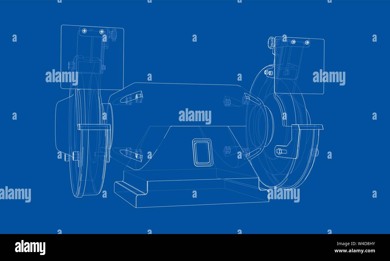 Outline electric grindstone vector. Wire-frame style. The layers of ...