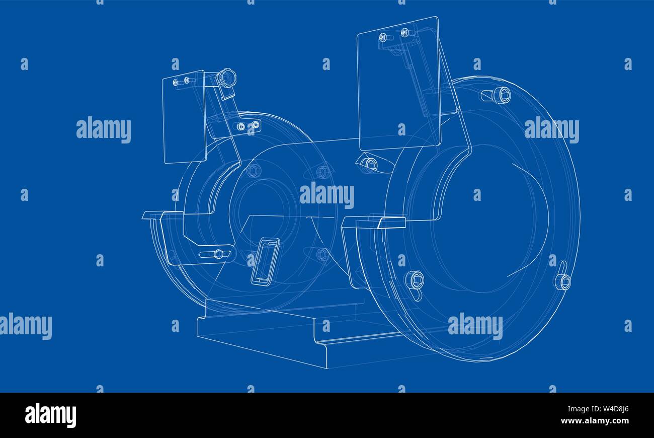 Outline electric grindstone vector. Wire-frame style. The layers of ...