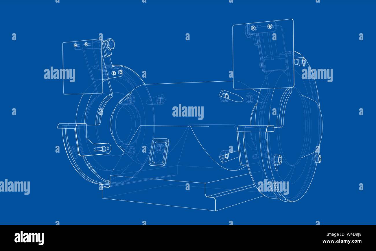 Outline electric grindstone vector. Wire-frame style. The layers of ...