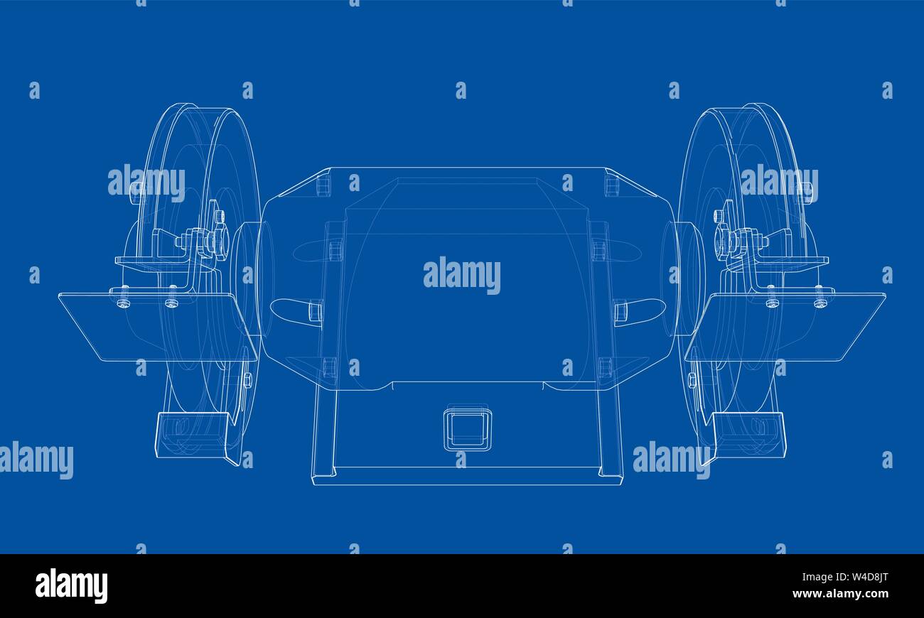 Outline electric grindstone vector. Wire-frame style. The layers of ...