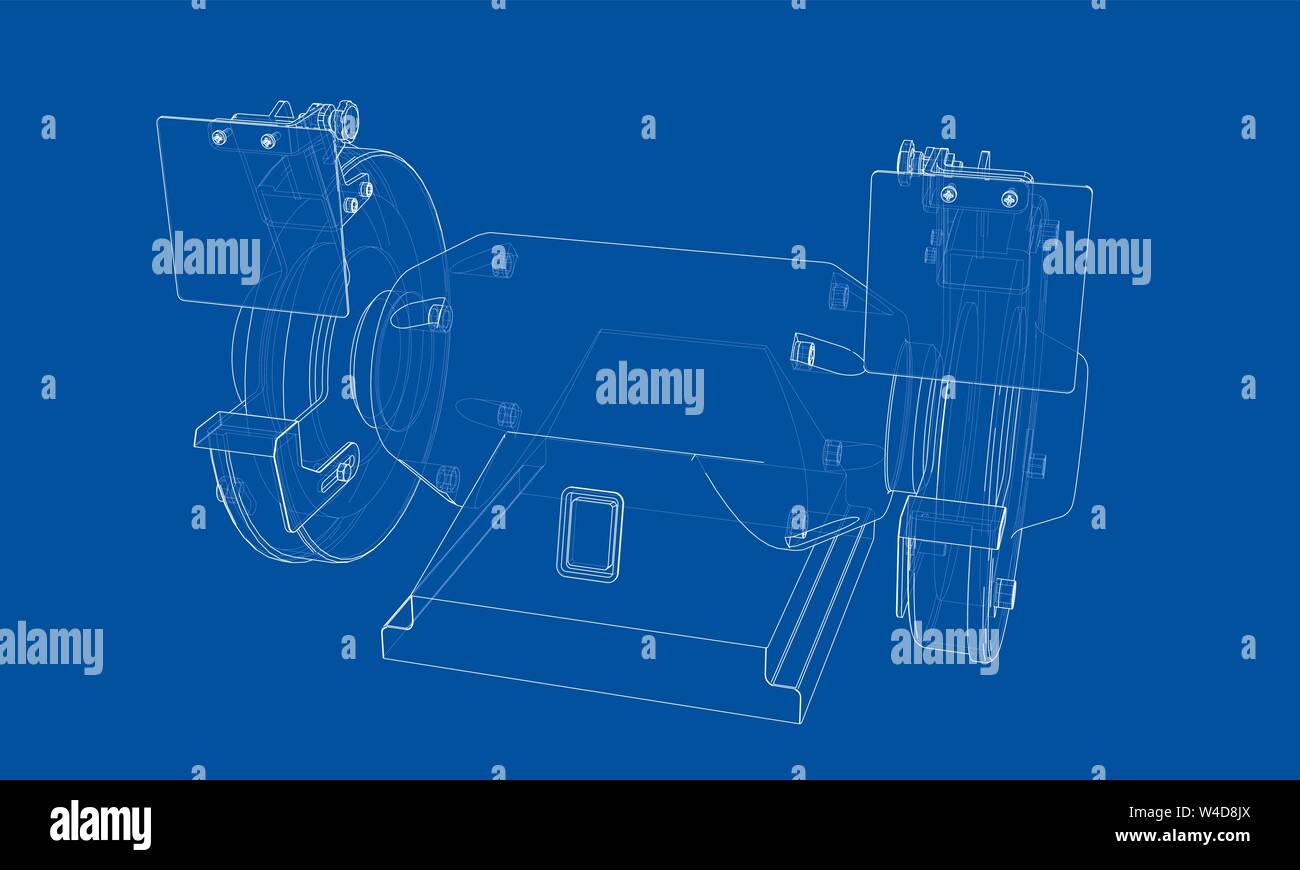 Outline electric grindstone vector. Wire-frame style. The layers of ...