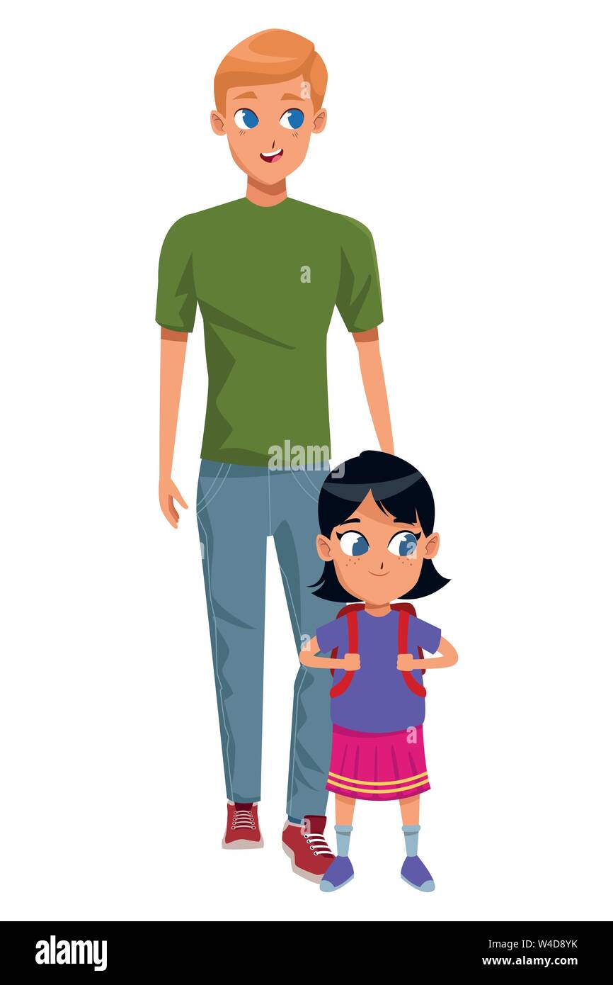 Family single parent with children cartoon Stock Vector Image & Art - Alamy