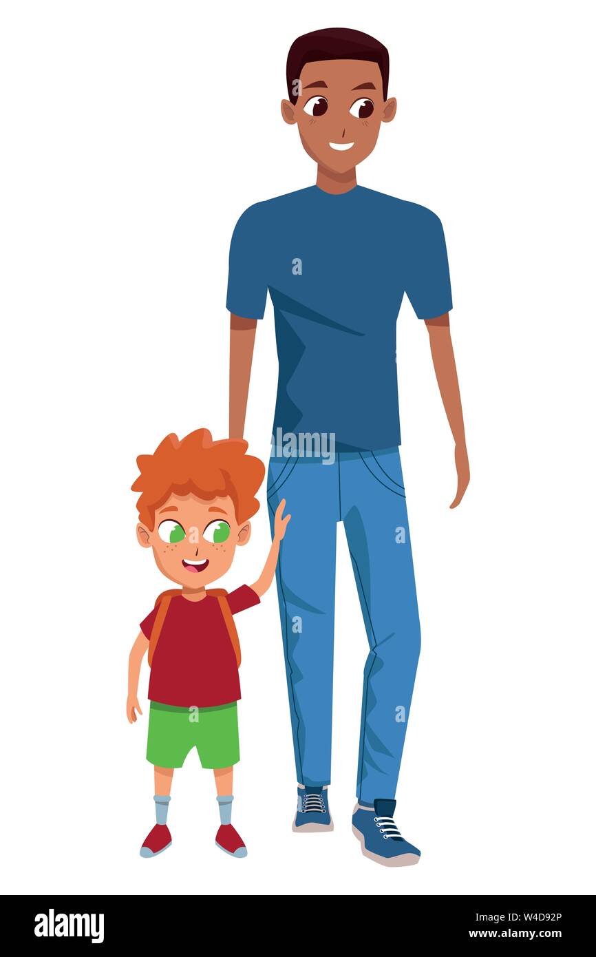 Family single father with children Stock Vector Image & Art - Alamy