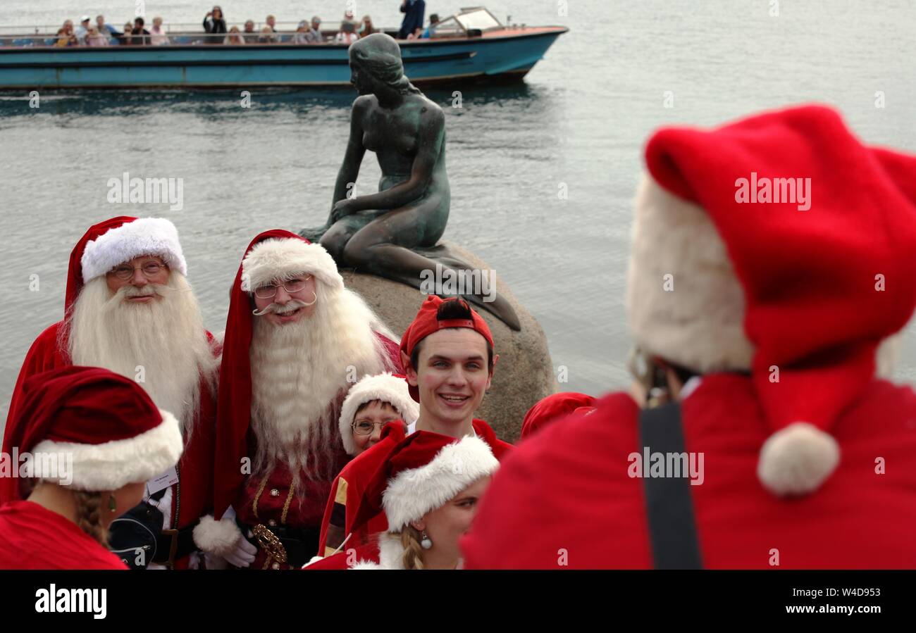 Copenhagen, Denmark. 22nd July, 2019. Santa Clauses are photographed in ...