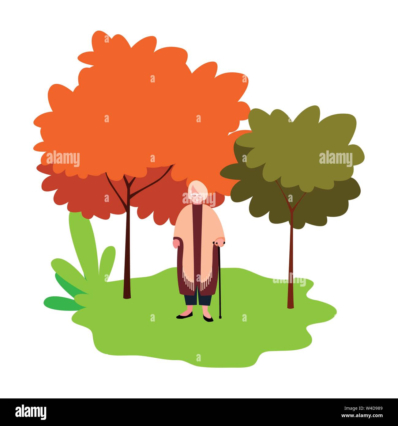 cute grandma in the outdoors with trees vector illustration Stock ...