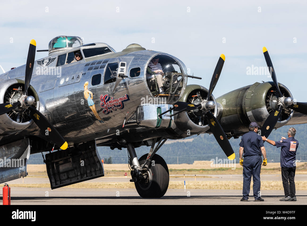 A B-17 Flying Fortress World War Two bomber on display at the airport in Hayden, Idaho Stock ...