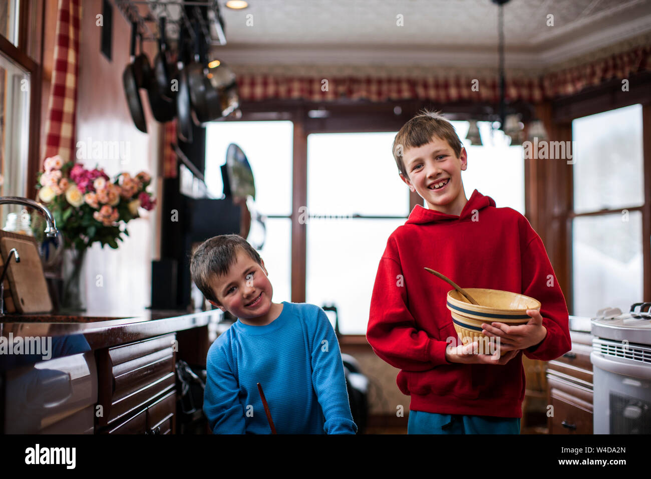 Portrait two brothers stand hi-res stock photography and images - Alamy