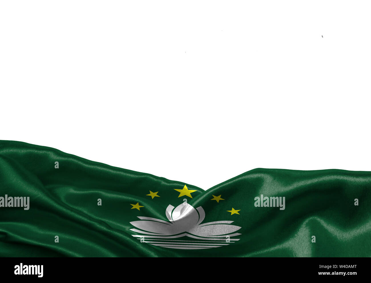 Macau flag isolated on white background with place for your text Stock ...