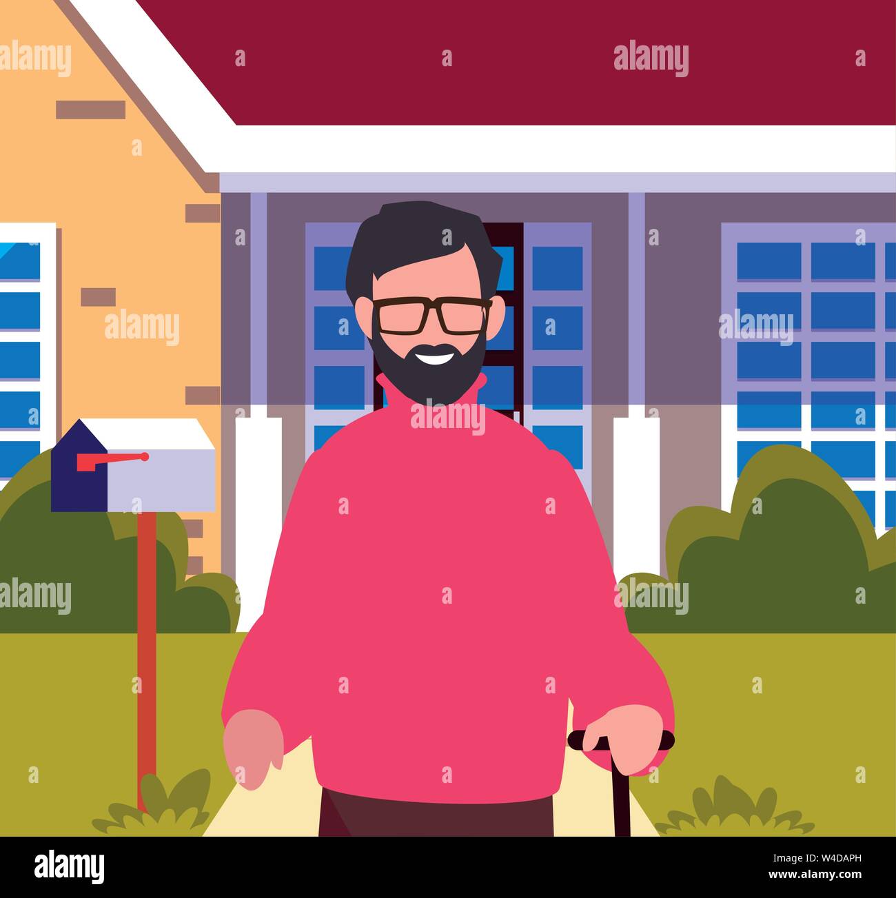 Old man standing next Stock Vector Images - Alamy