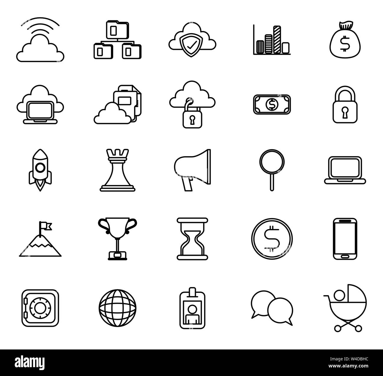 bundle of business monochrome set icons Stock Vector Image & Art - Alamy