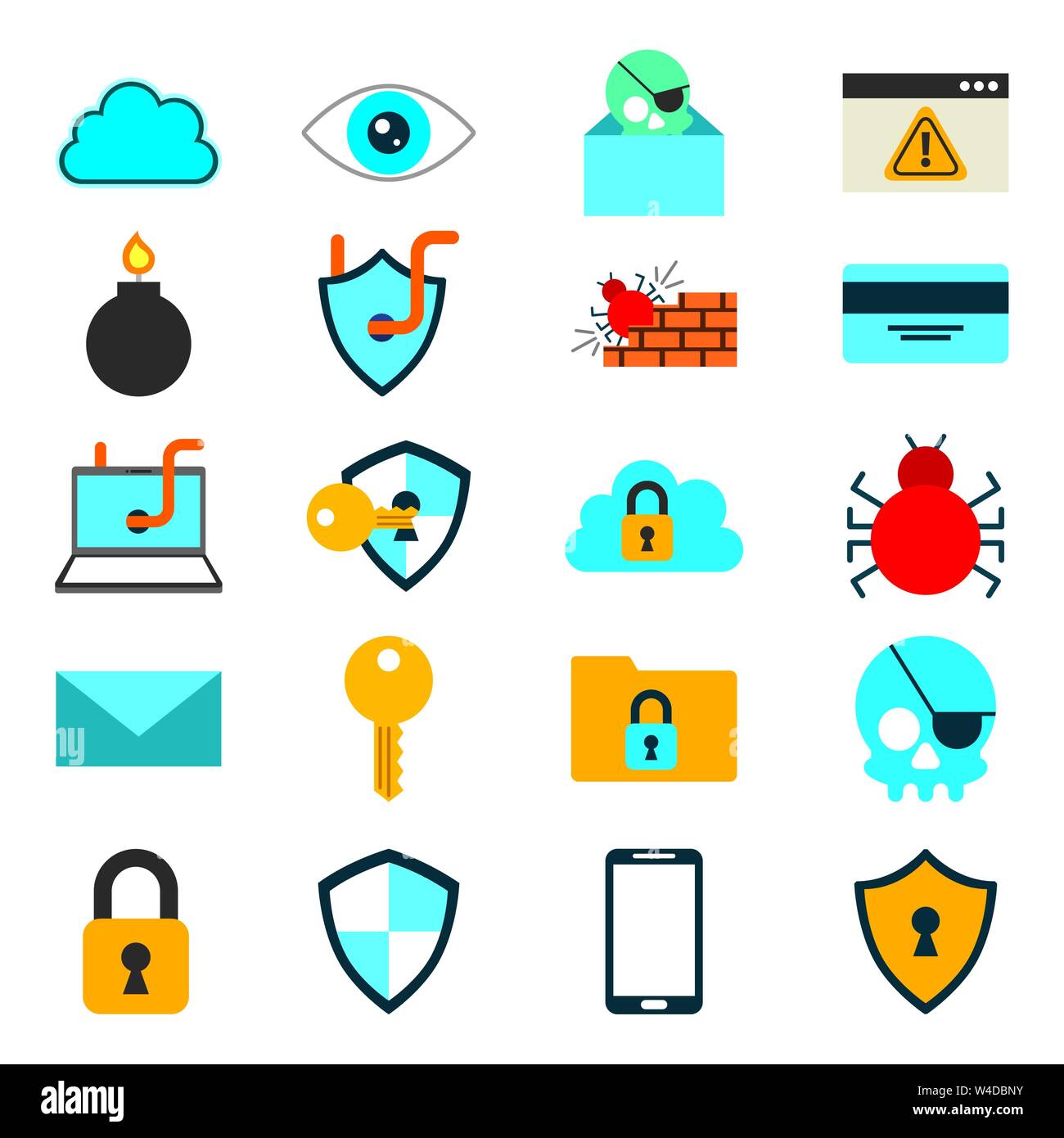bundle of cyber security colorful set icons Stock Vector Image & Art ...