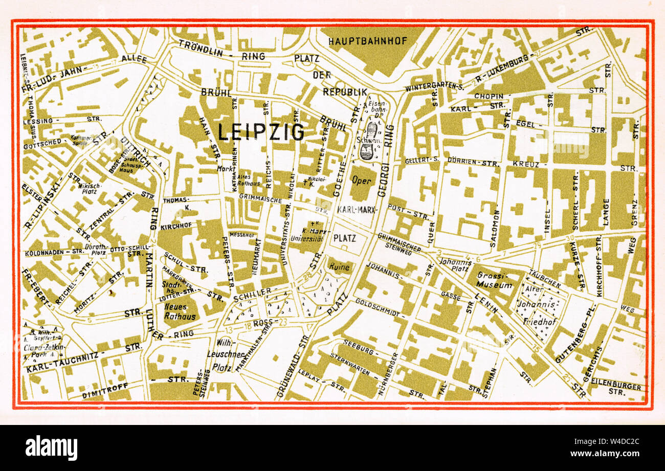 Former GDR map, Leipzig Editions, 1964 Stock Photo - Alamy