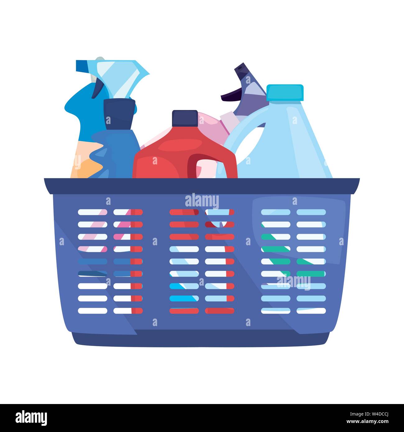basket filled of cleaning products and supplies vector illustration ...
