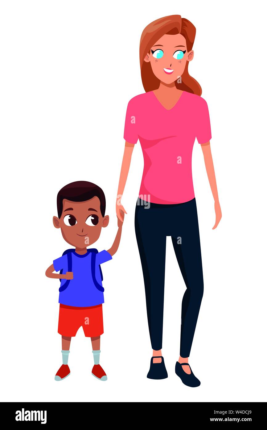 Family single mother with kid Stock Vector Image & Art - Alamy