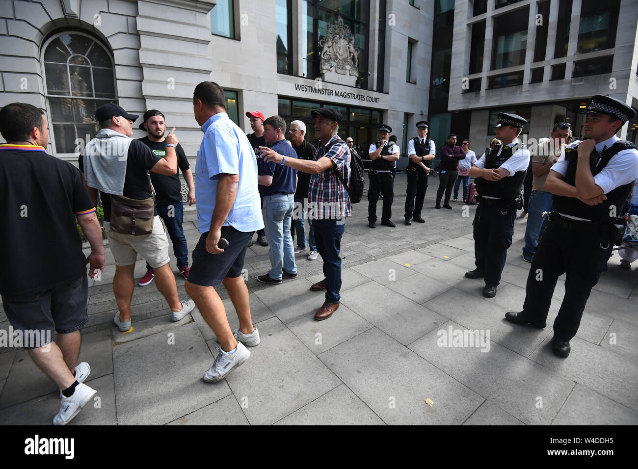 Police officers outside westminster magistrates court hi-res stock ...