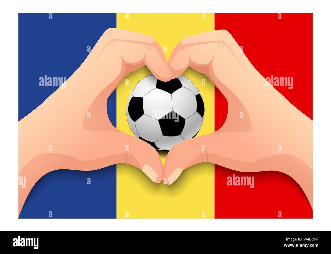 Chad flag and hand heart shape. National football background. Soccer ...