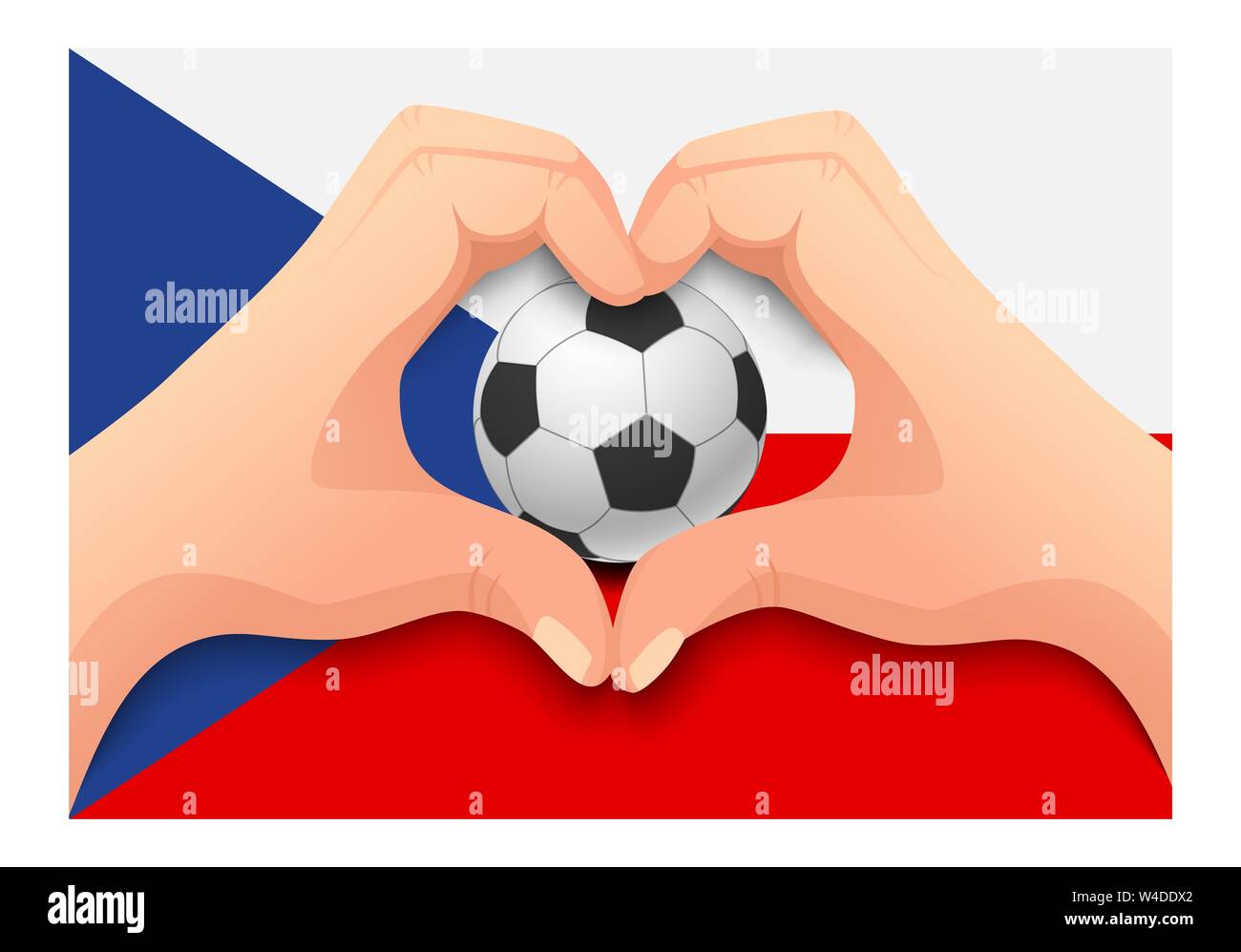 Czech Republic flag and hand heart shape. National football background ...