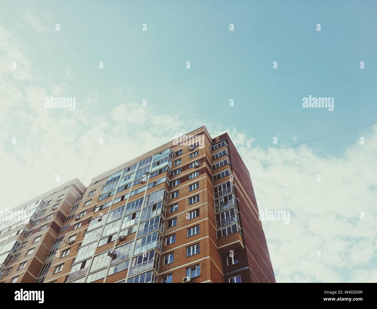 low angel view picture of a city building and clear sky with space for ...