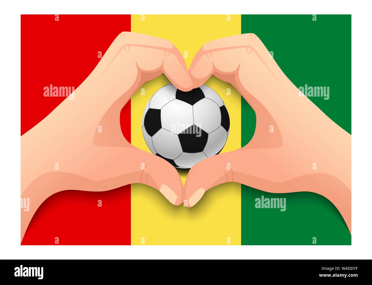 Guinea flag and hand heart shape. National football background. Soccer ...