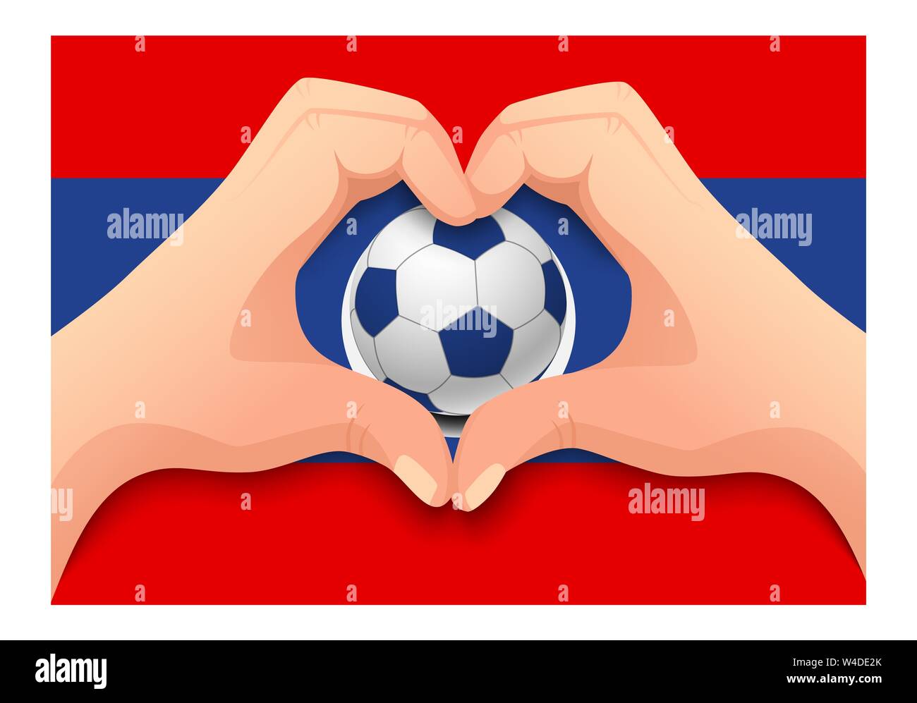 Laos flag and hand heart shape. National football background. Soccer ...