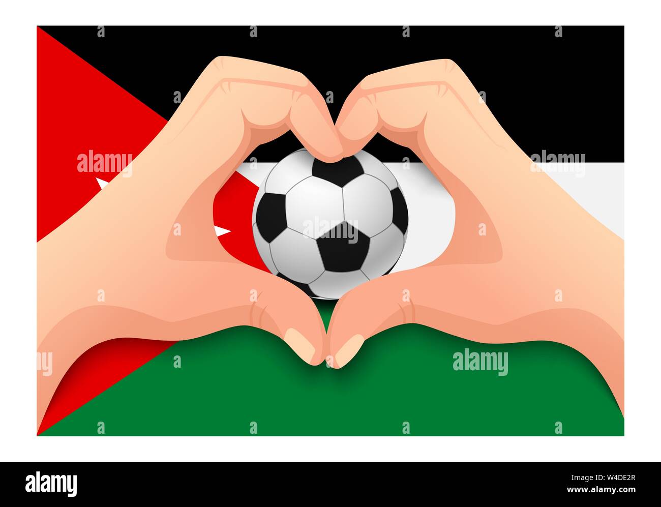 jordan flag and hand heart shape. National football background. Soccer ...