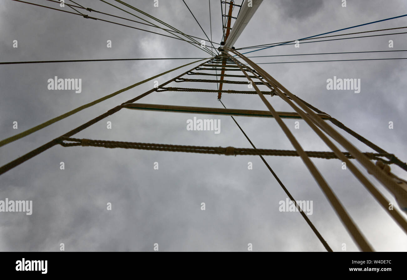 Sailing yacht rigging equipment Stock Photo - Alamy