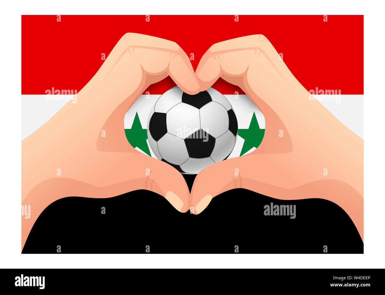 Syria flag and hand heart shape. National football background. Soccer ...