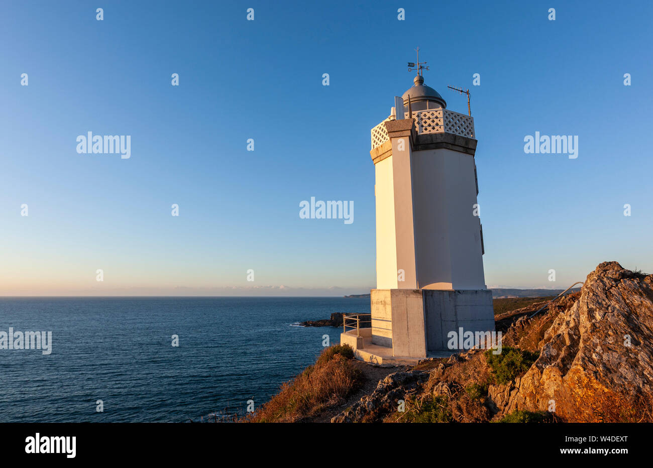 Lighthouse at sunset in Mera, Oleiros, A Coruña Province, Galicia ...