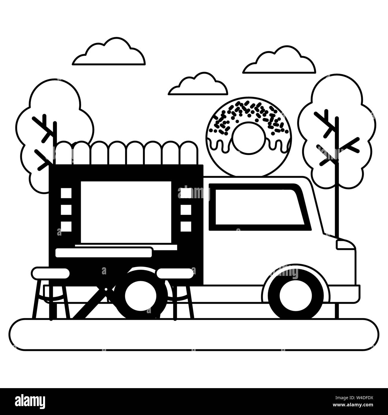 Vector street market donut Cut Out Stock Images & Pictures - Alamy