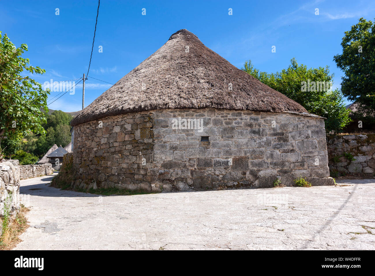 Well preserved palloza or traditional house and horreos in ,Piornedo ...