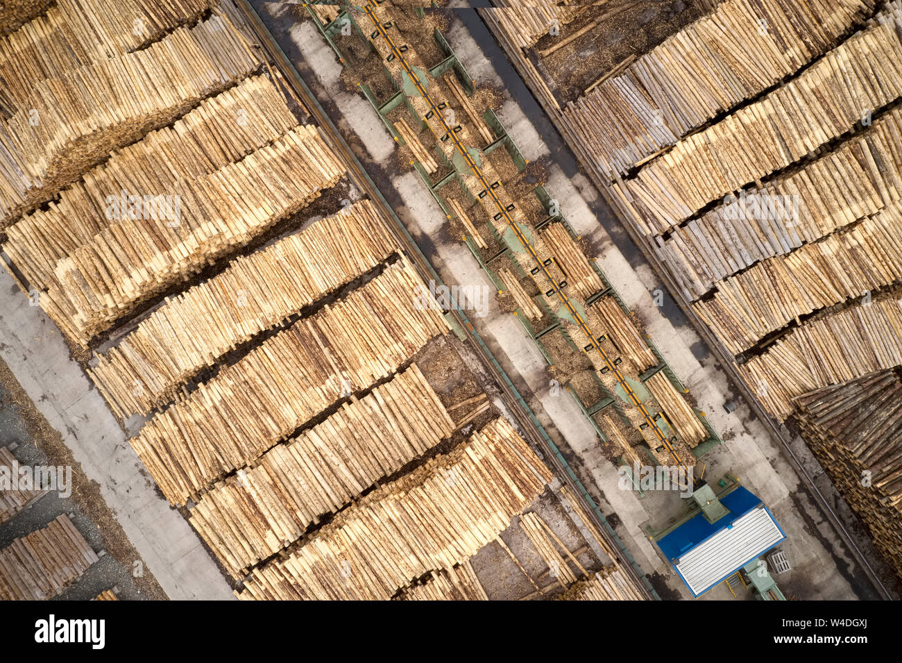 Aerial view stacked logs in hi-res stock photography and images - Alamy